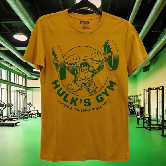 Marvel | Shirts | Marvels Hulks Gym Green Gold Tee | Poshmark